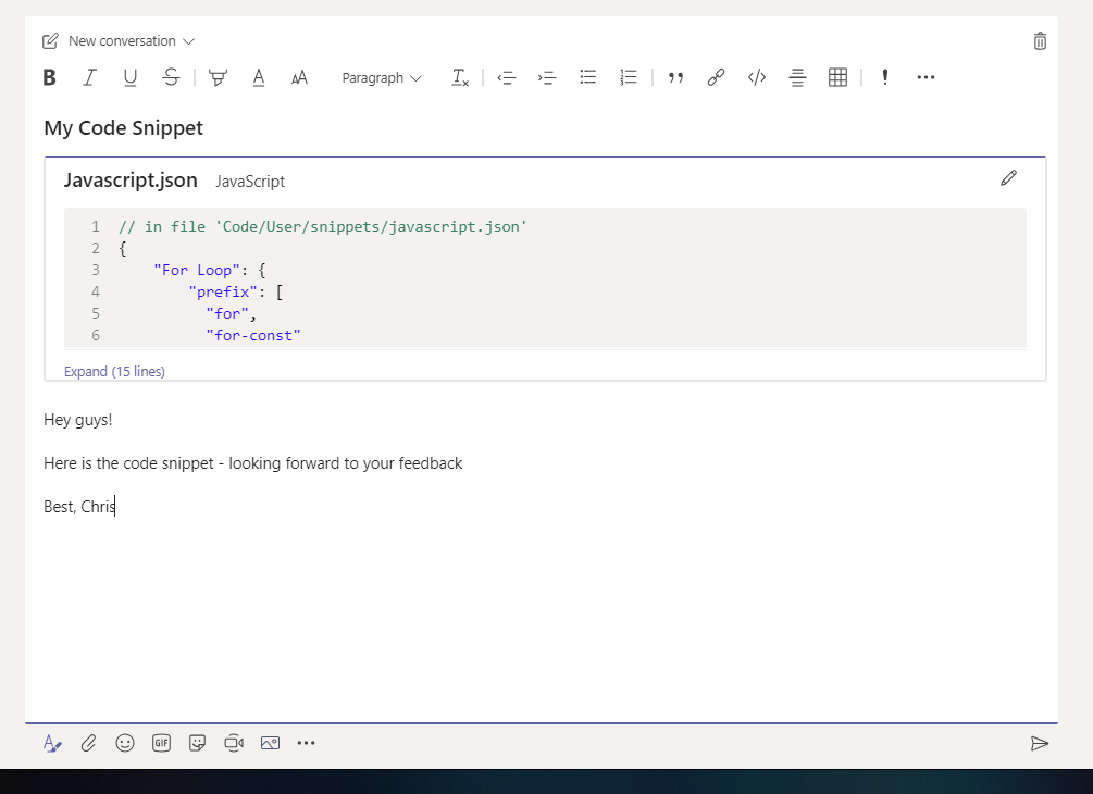 Teams Real Simple with Pictures: How to share Code Snippets with the ...